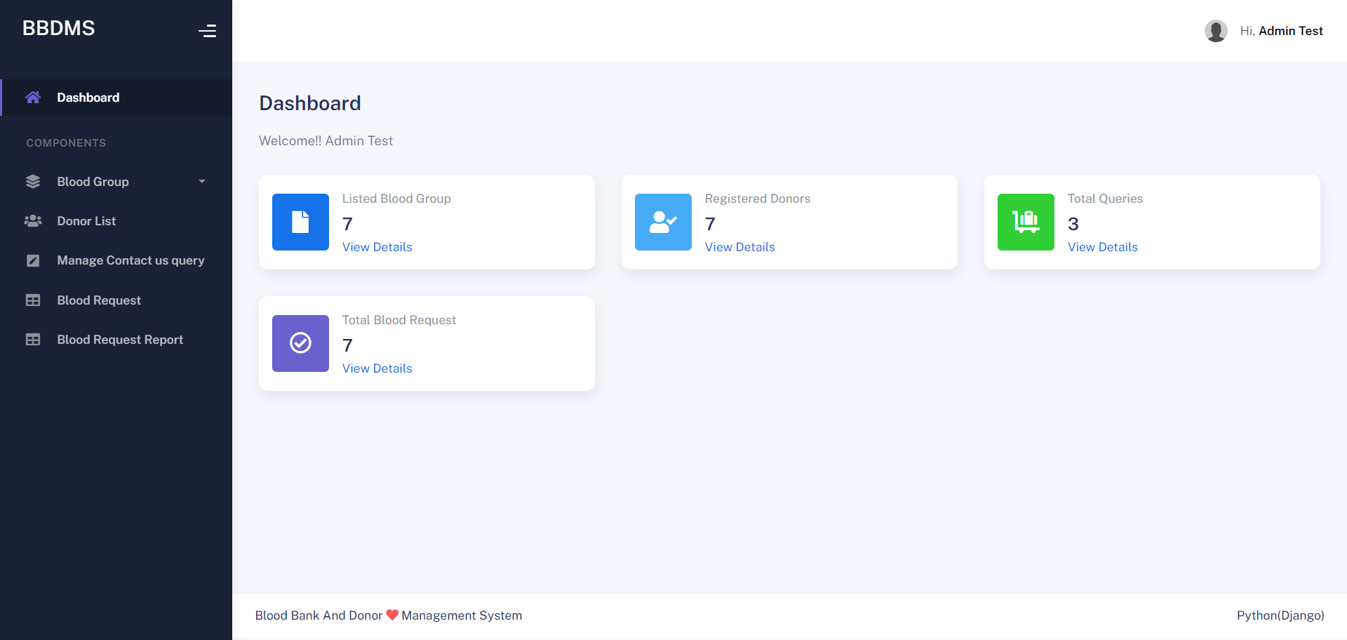 Blood Bank and Donor Management Sysytem Project using Python Django ...