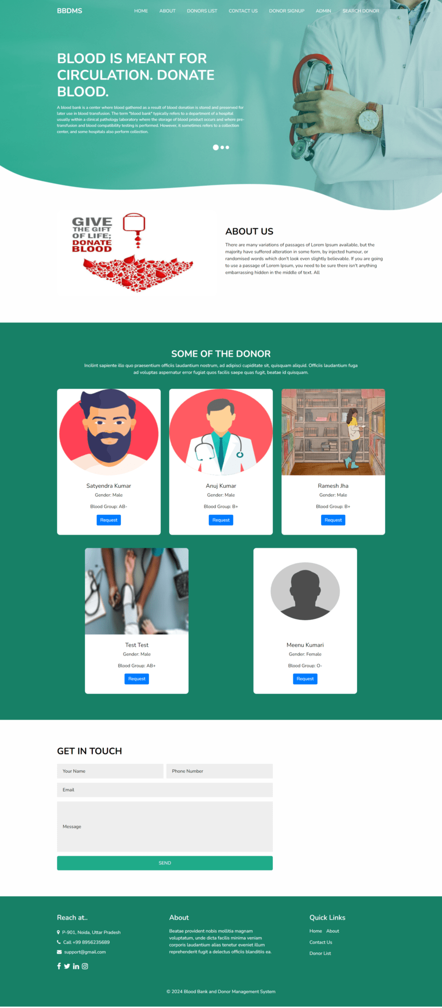 Blood Bank and Donor Management Sysytem Project using Python Django PHPGurukul