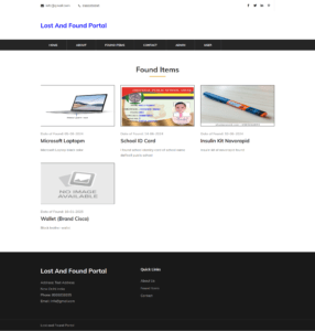 Lost and Found Portal Management System Project Using PHP- PHPGurukul