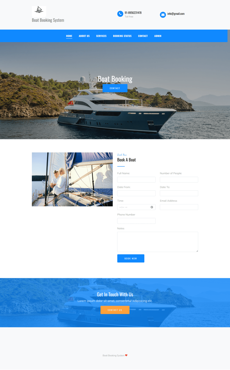 Boat Booking System Project | Boat Booking Mangment Project in PHP