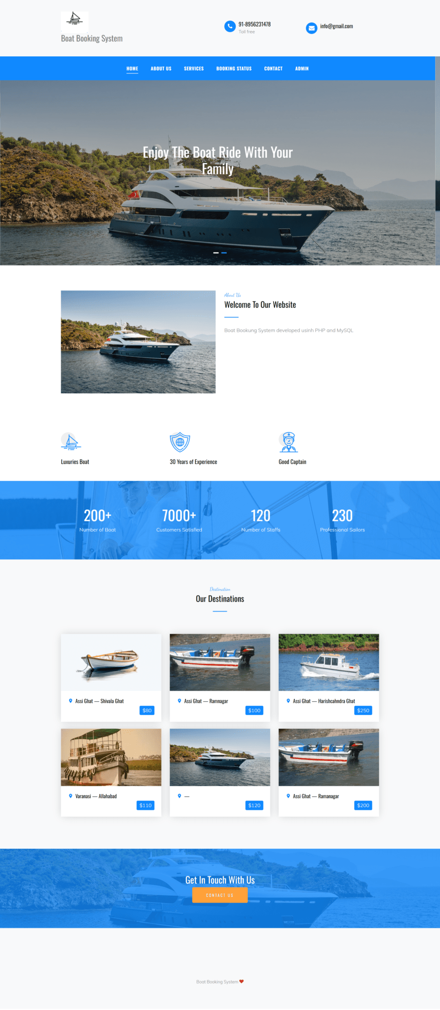 Boat Booking System Project | Boat Booking Mangment Project in PHP
