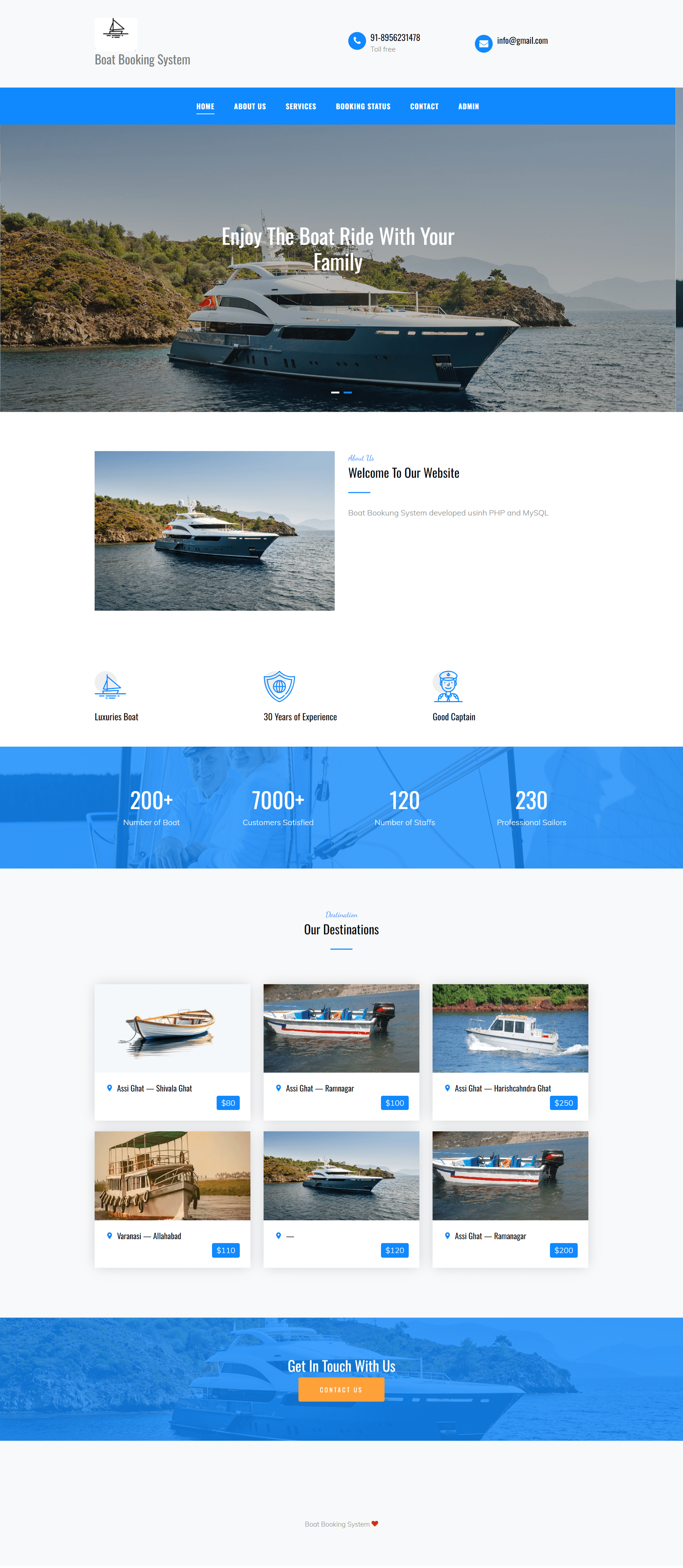 Boat Booking System Project | Boat Booking Mangment Project in PHP