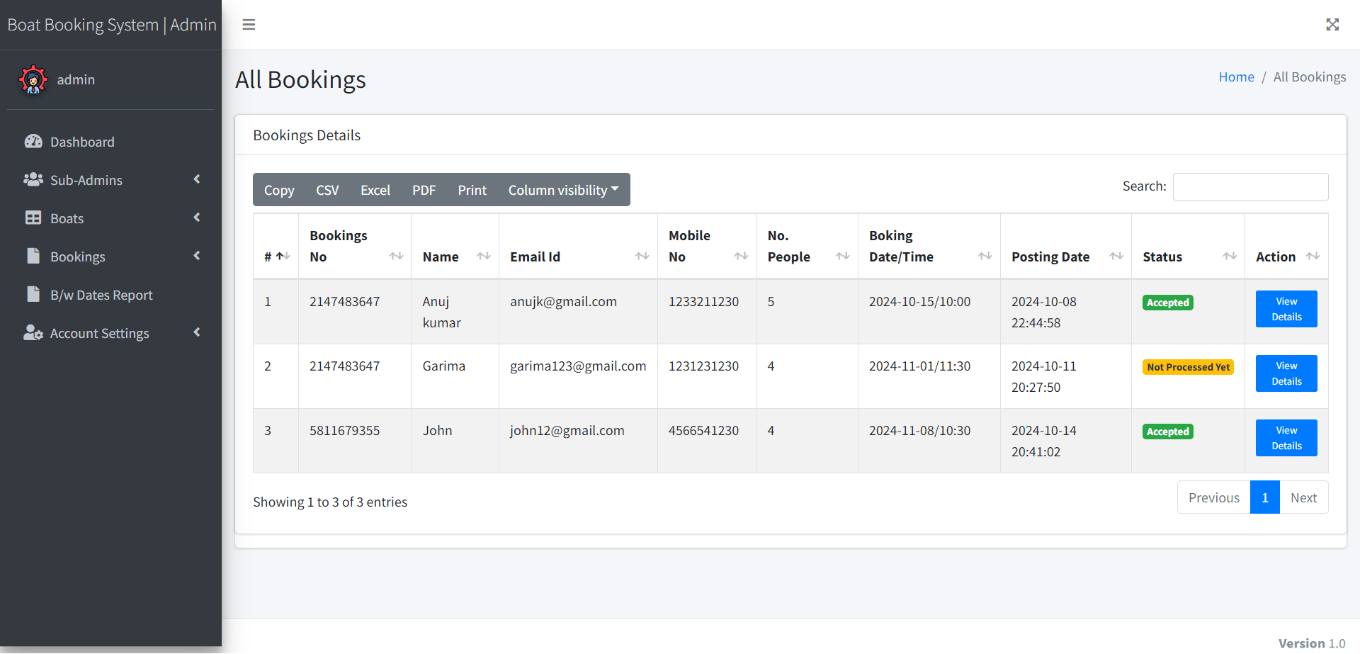 Boat Booking System Project | Boat Booking Mangment Project in PHP