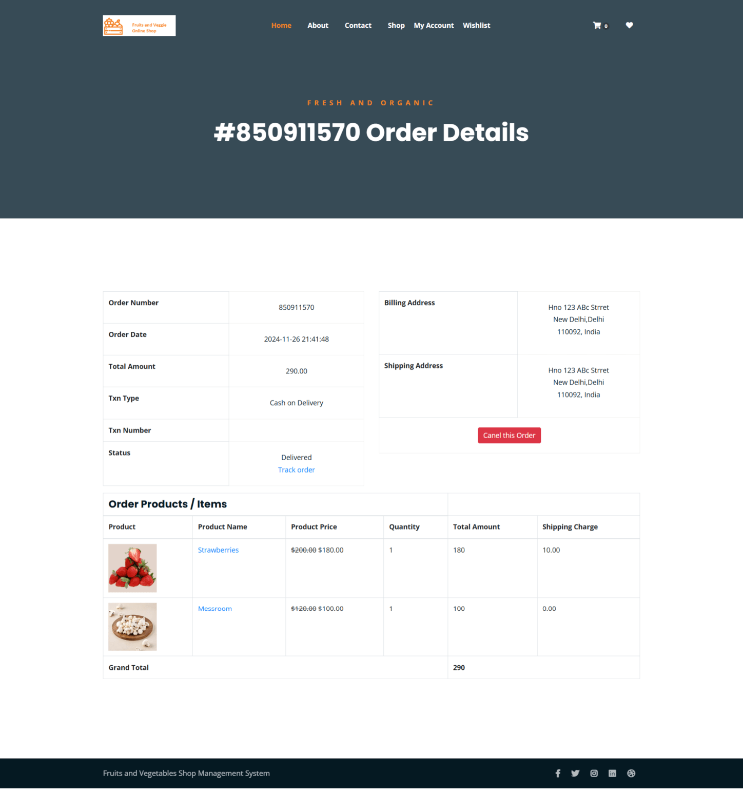 Fruits and Vegetables Shop Management System using PHP - PHPGurukul