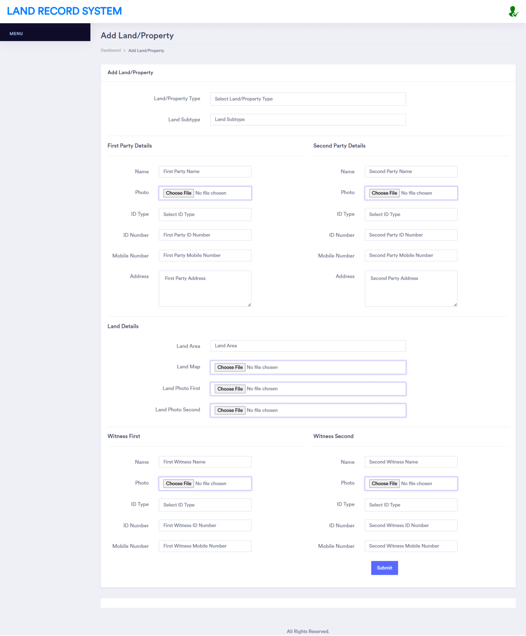 Land Record System using PHP and MySQL - PHPGurukul
