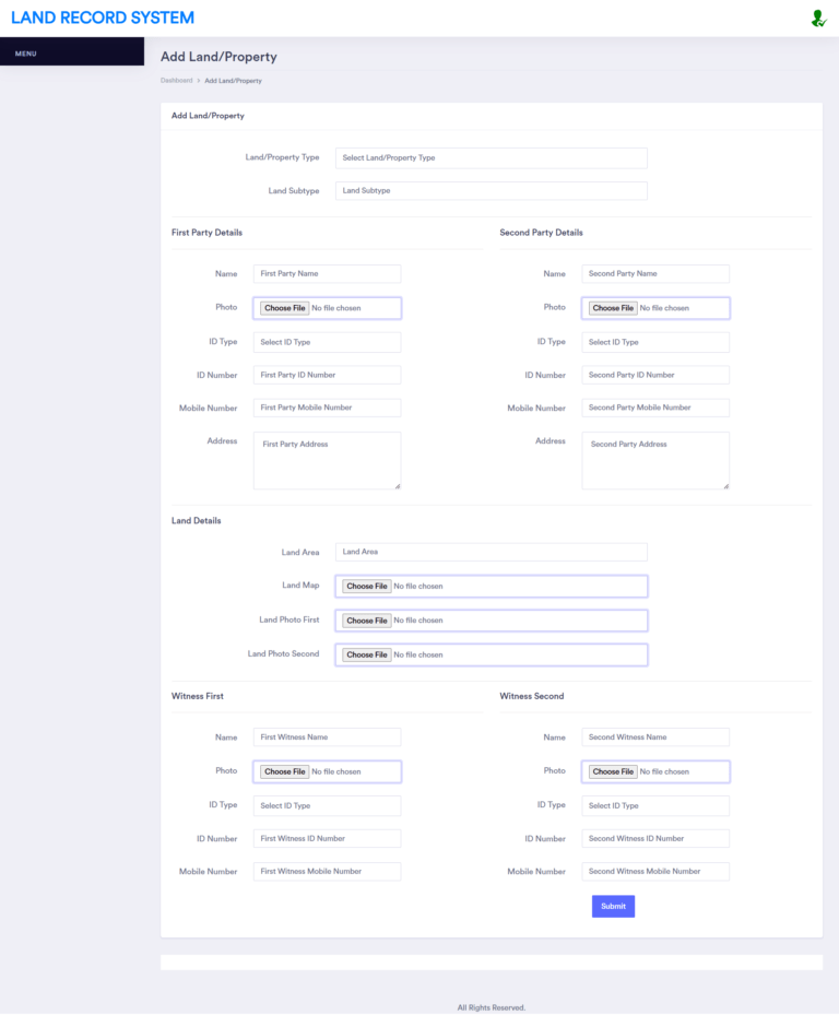 Land Record System using PHP and MySQL - PHPGurukul