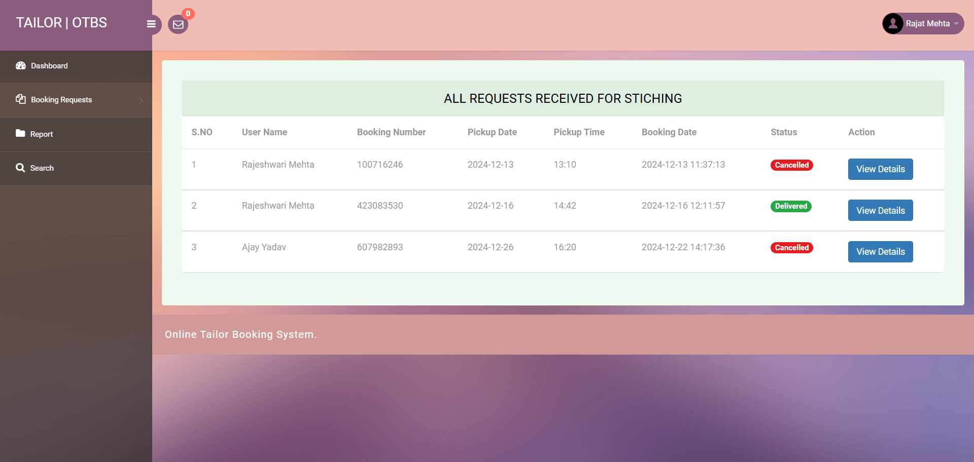 Online Tailor Booking System Project in PHP - PHPGurukul