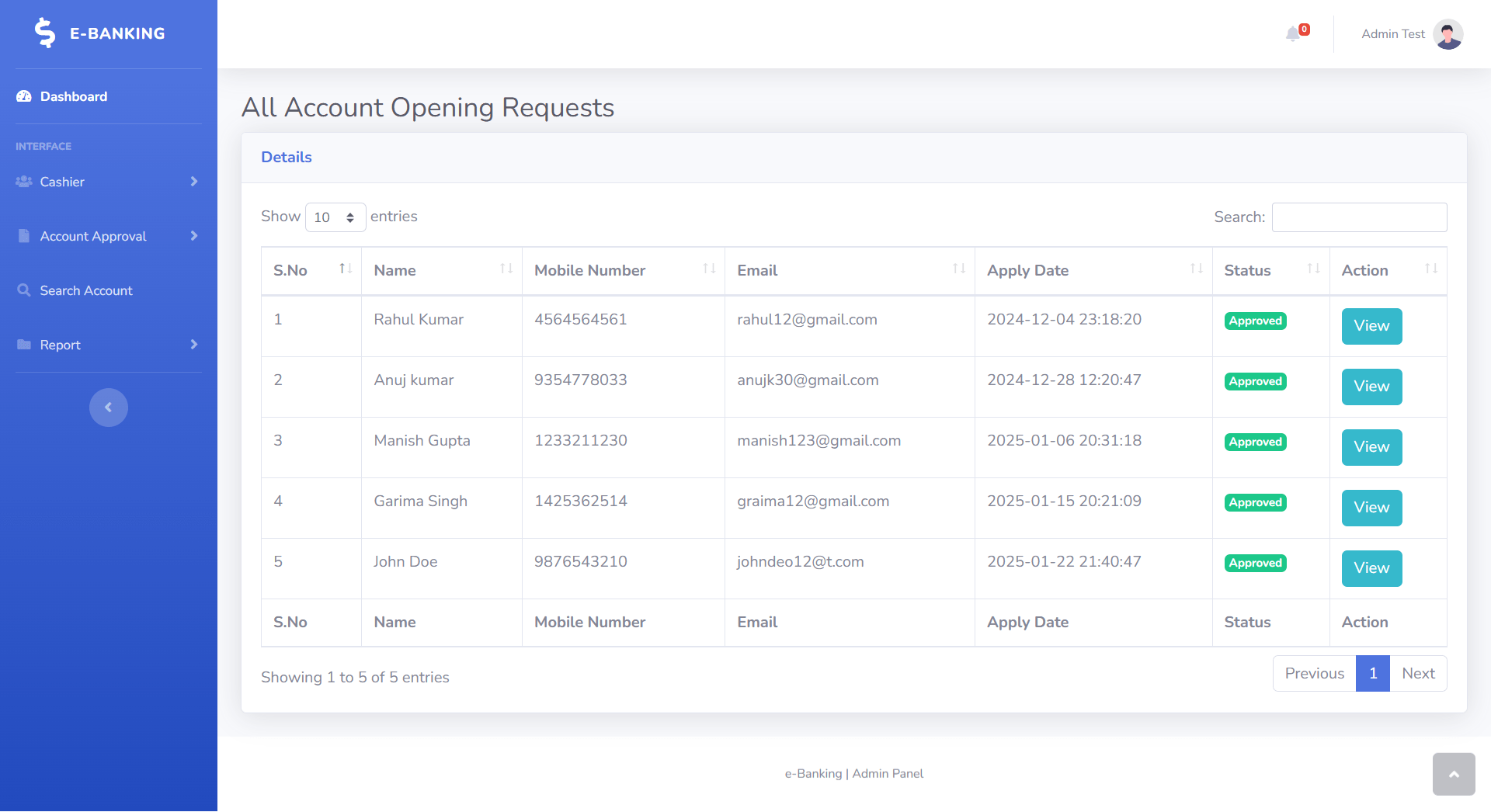 E-Banking mangment System Project in PHP | E-Banking System