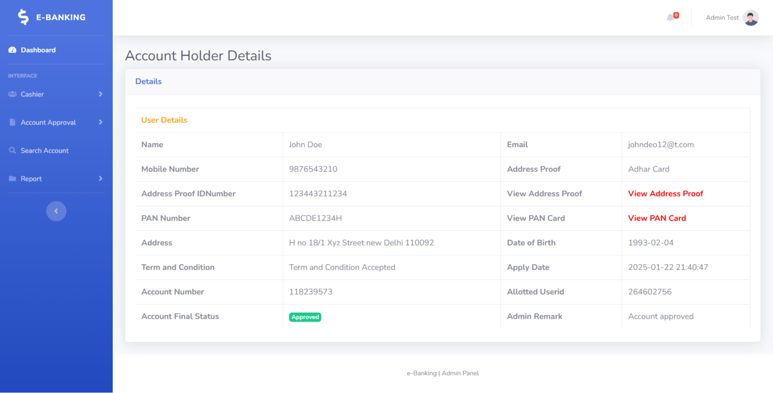 E-Banking mangment System Project in PHP | E-Banking System