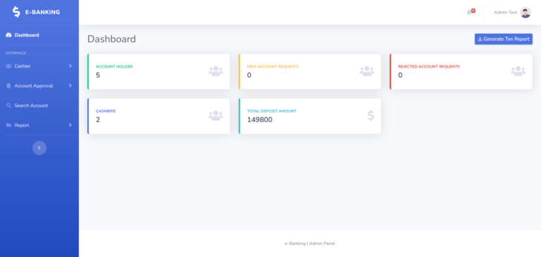 E-Banking mangment System Project in PHP | E-Banking System