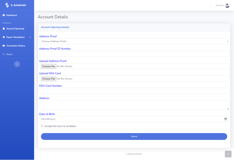 E-Banking mangment System Project in PHP | E-Banking System