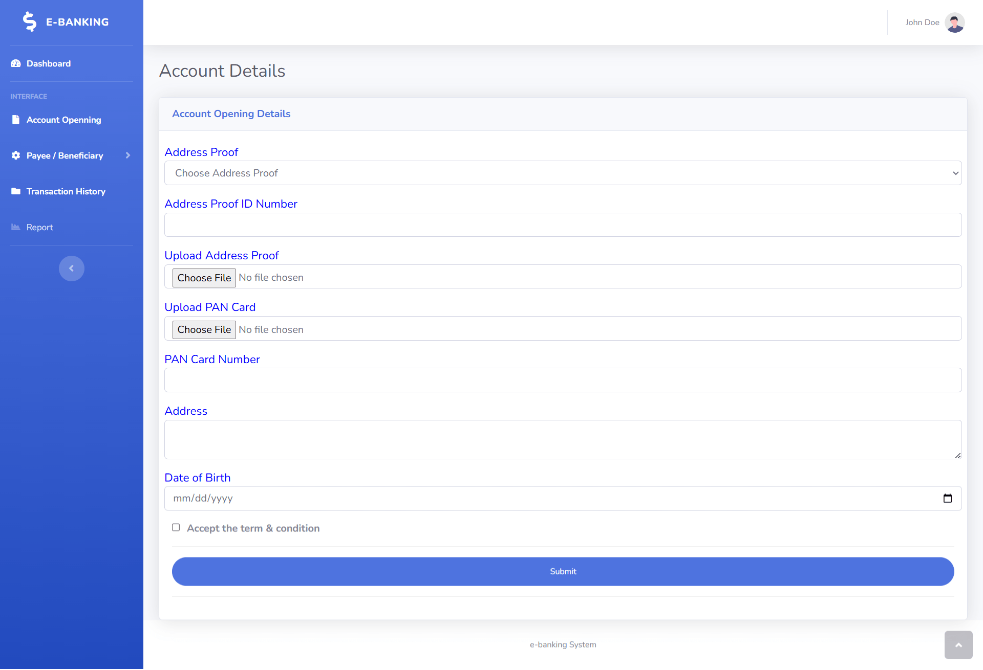 E-Banking mangment System Project in PHP | E-Banking System