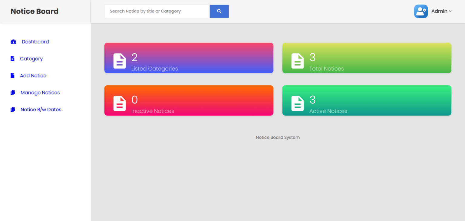 Notice Board System Management Project Using PHP and MySQL - PHPGurukul