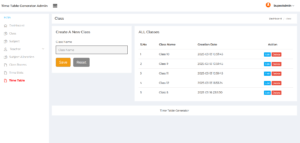 Time Table Generator System Project - PHPGurukul