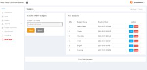 Time Table Generator System Project - PHPGurukul