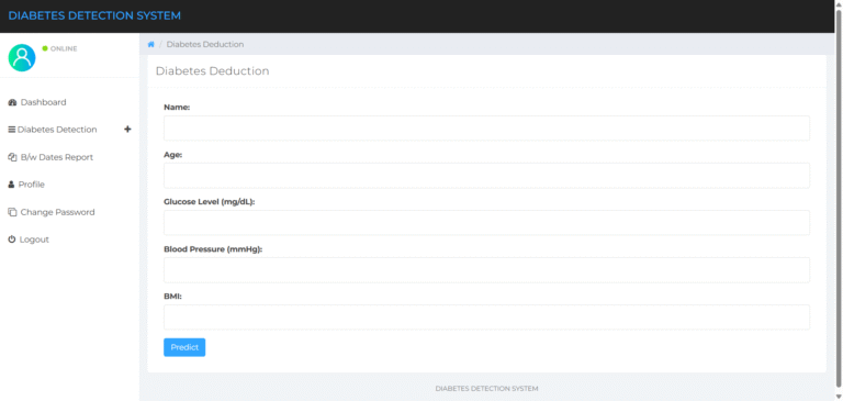 Diabetes Detection Management System Project Using Php And Mysql