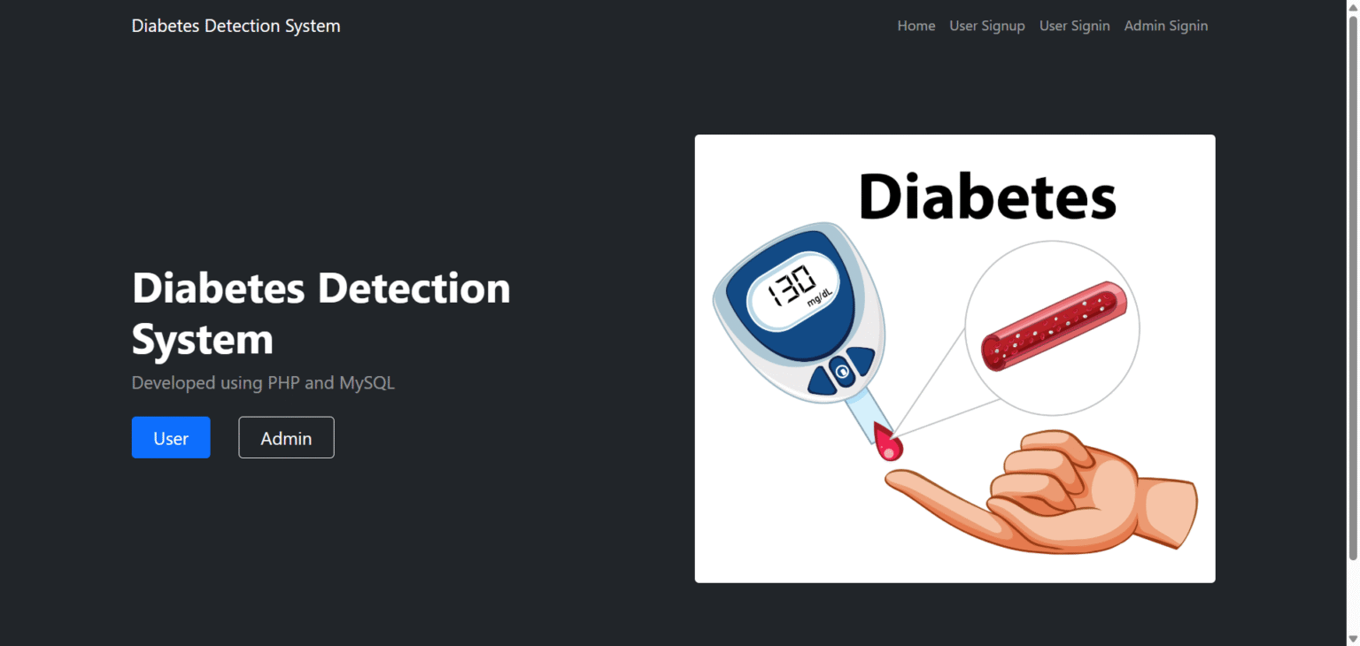 Diabetes Detection management System Project using PHP and MYSQL ...