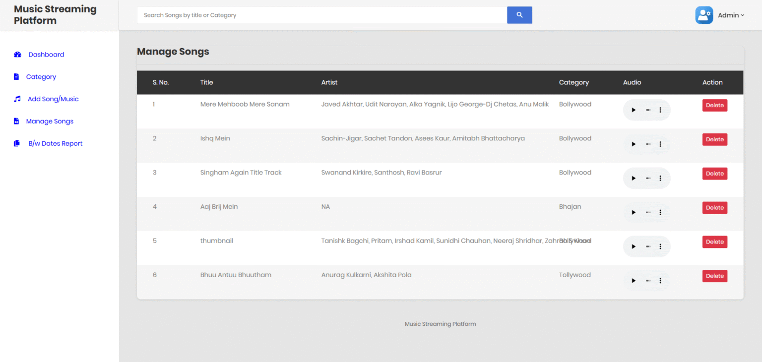Online Music Streaming Platform Project using PHP and MySQL - PHPGurukul