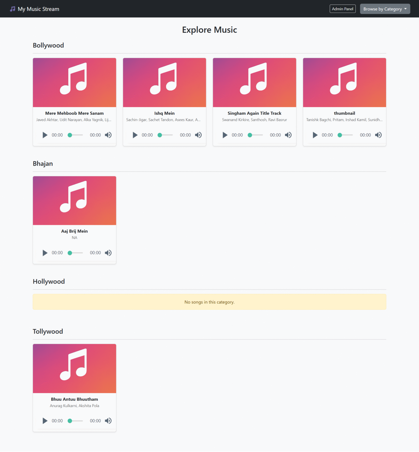Online Music Streaming Platform Project using PHP and MySQL - PHPGurukul
