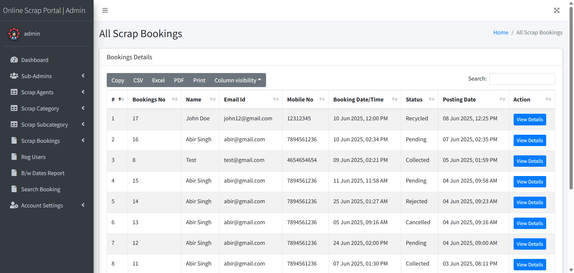 Online Scrap Portal in PHP | Online Scrap Portal Management Project ...
