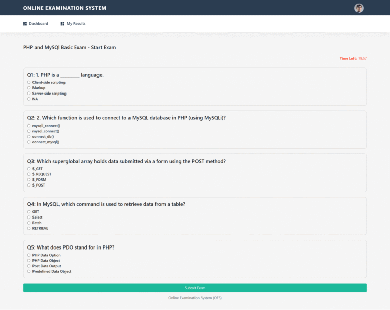Online Examination System using PHP and MySQL | Online Examination ...