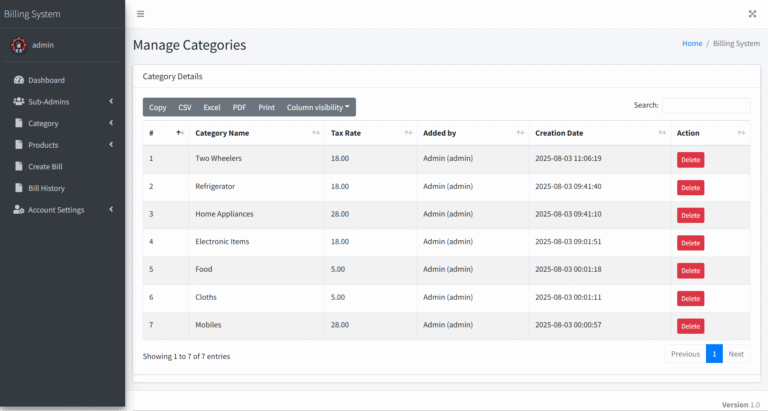 Billing System using PHP and MySQL | Download Billing Management System ...