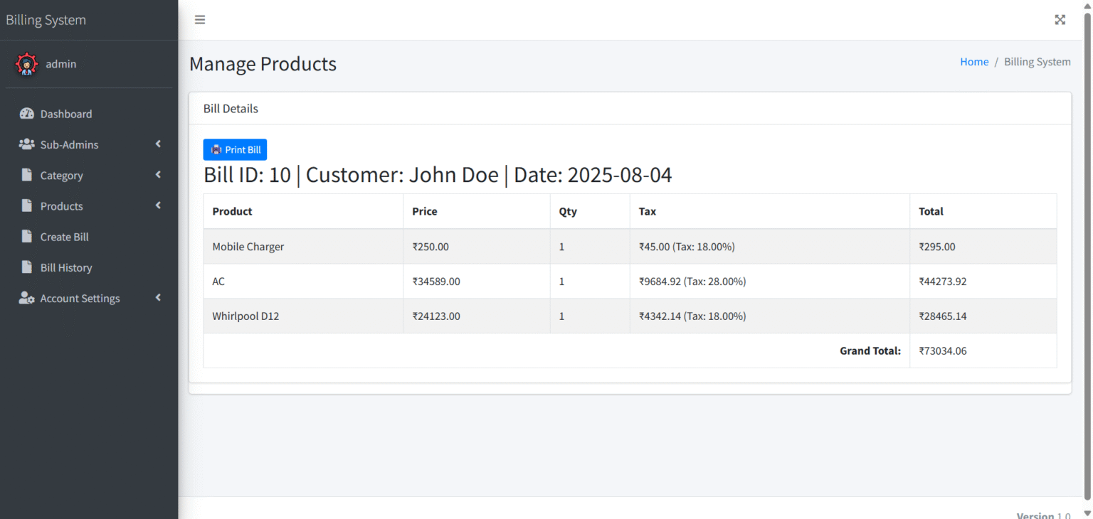 Billing System using PHP and MySQL | Download Billing Management System ...