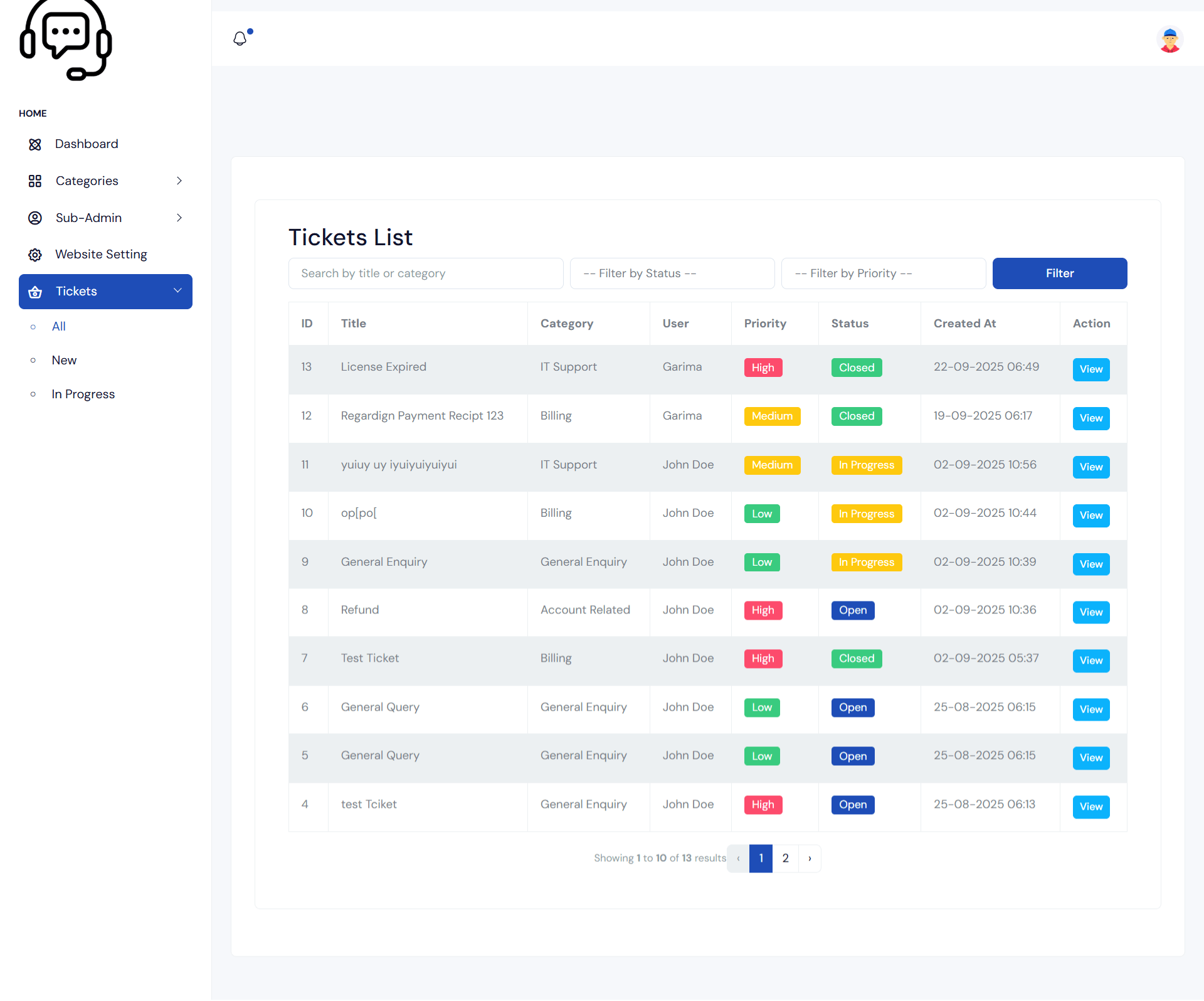 Support Ticket System using Laravel and MySQL | Support Ticket ...