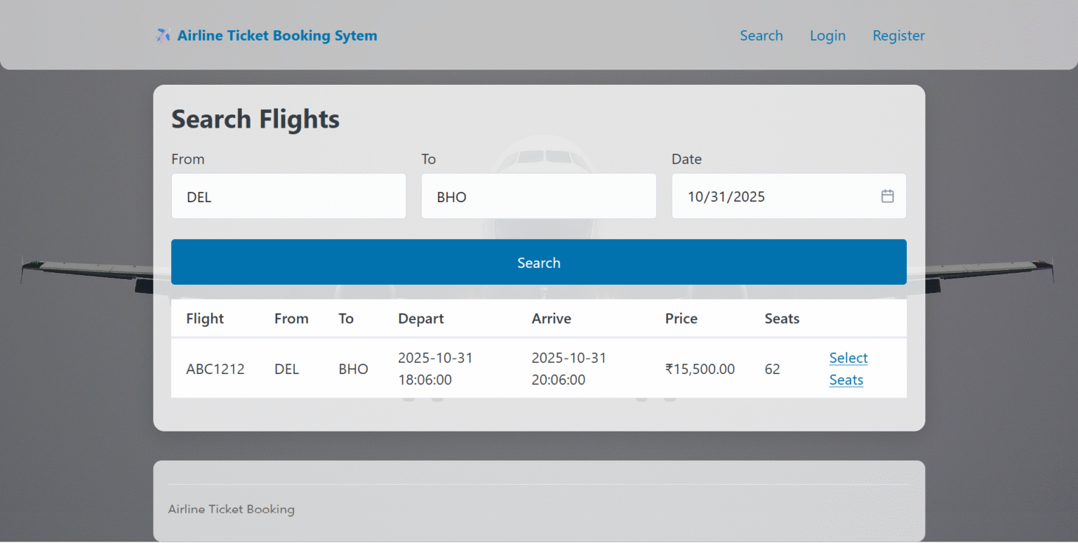 Airline Ticket Booking System using PHP and MySQL | Airline Ticket ...