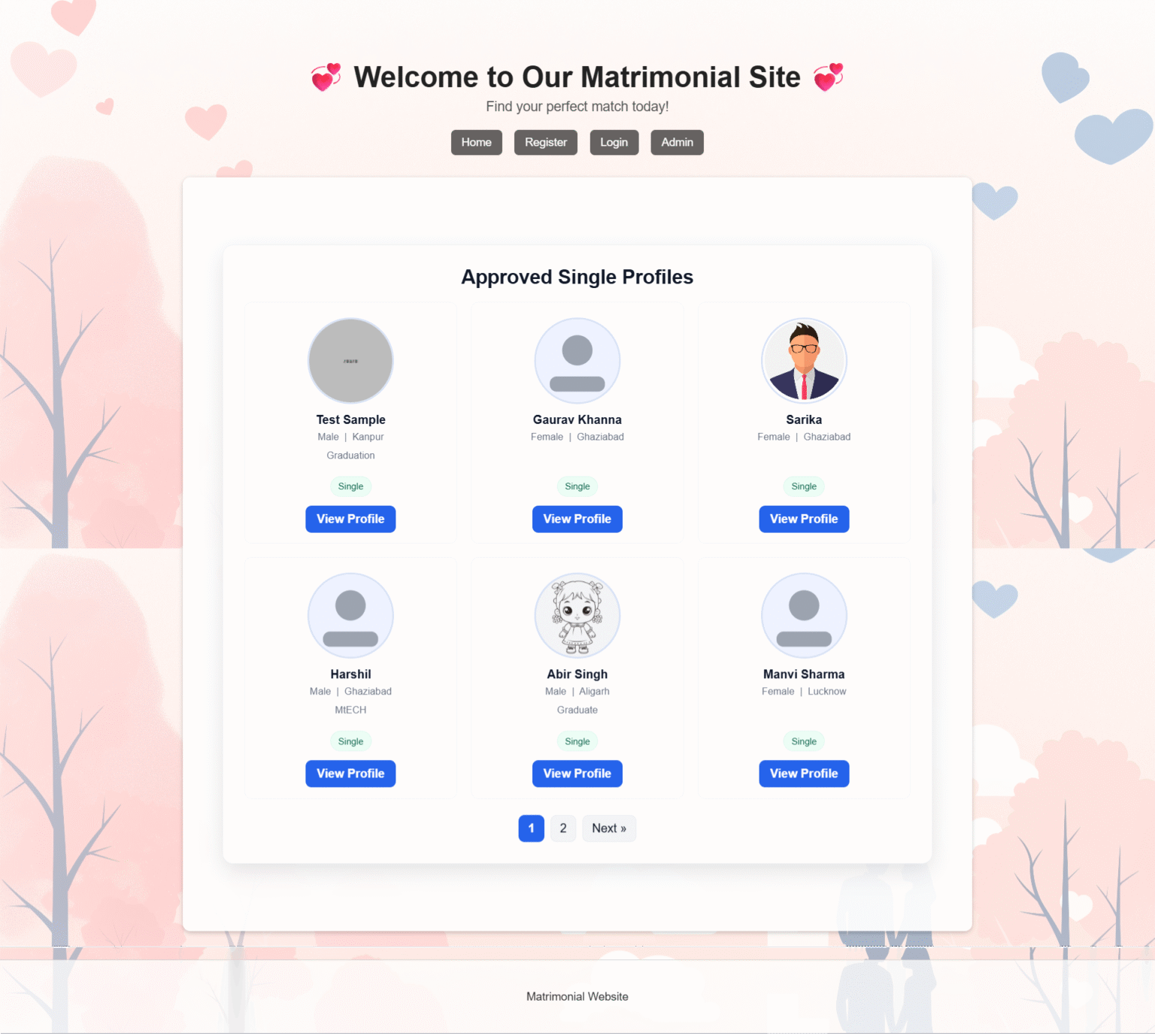 Matrimonial Portal using PHP and MySQL | Online Matrimonial Portal system