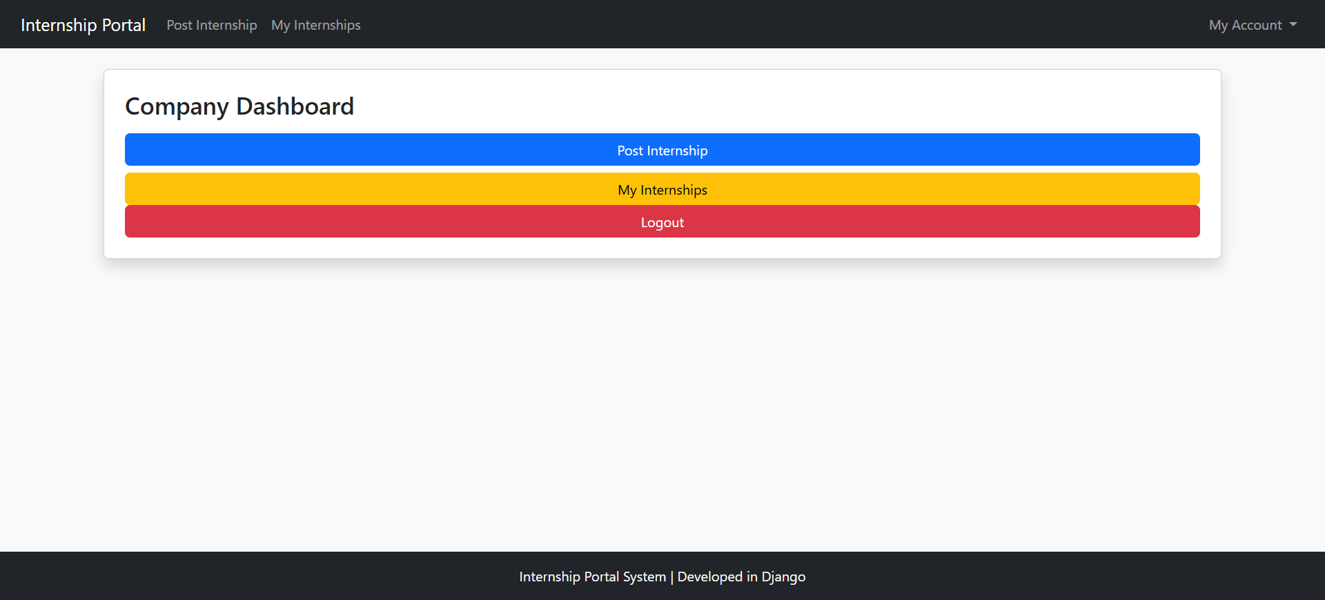 Internship Portal System using Python Django and SQLite - PHPGurukul